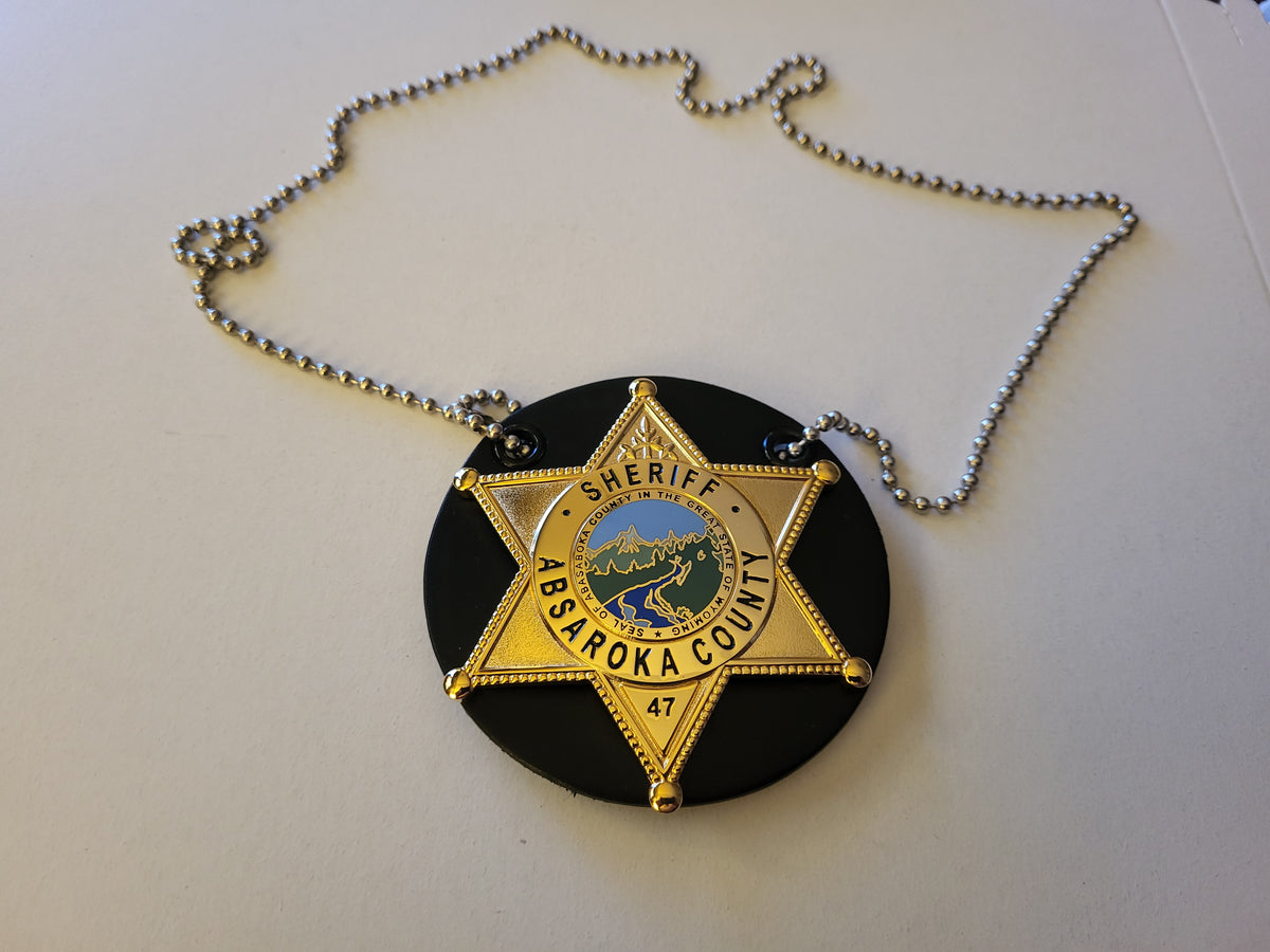 Longmire Sheriff Absaroke County with leather badge holder and chain ...