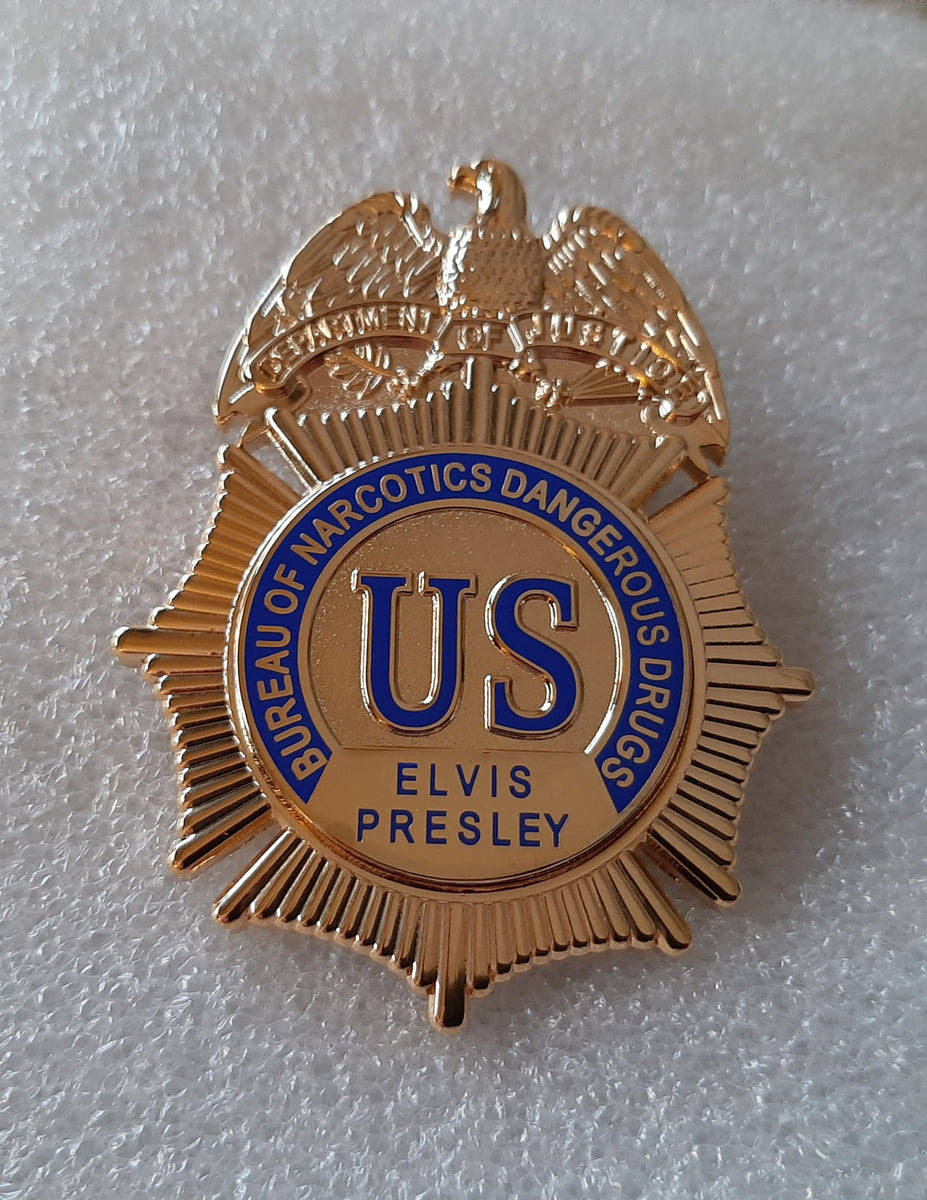 Elvis Presley "DEA" Badge Presented To him by President Nixon! -2 PIEC ...